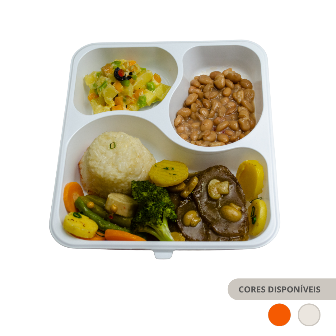 Marmitex de Plástico Descartável - 3 divisões Marmita
